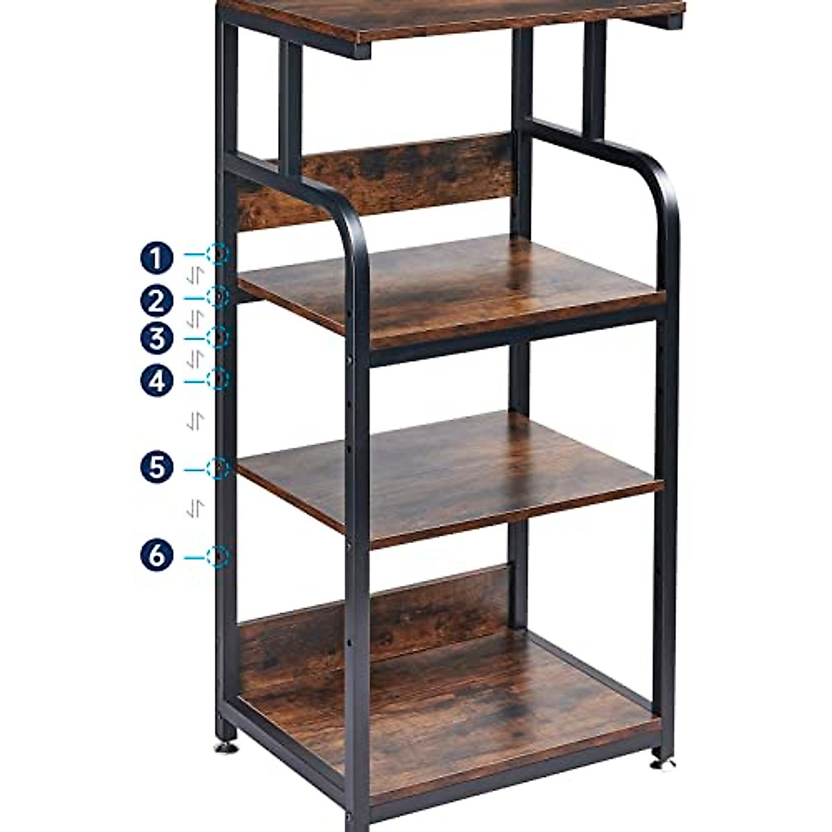 Fannova 4 Tier Printer Stand with Adjustable Storage Shelf, Large Tall Printer Table with Wheels for Home Office Small Spaces Organization, Stand Cart for Computer PC Tower CPU Shredder, Rustic Brown