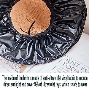 Women's UPF 50+ UV Sun Protection Breathable Wide Brim bowknot bucket hat Sun Hat (H-Black)