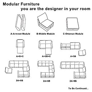 HONBAY Side Armrest Module for Modular Sofa Pair of Armrests for Sectional Modular Couch, Grey