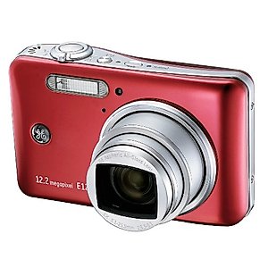 GE E1250TW-RD 12MP Digital Camera with 5X Optical Zoom and 3.0 Inch LCD with Auto Brightness - Red