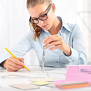 Clear Pencil Box,12 Pack Large Capacity Pencil Box, Office Supplies Storage Organizer Box, Brush Painting Pencils Storage Box Watercolor Pen Container Drawing Tools (Pink)