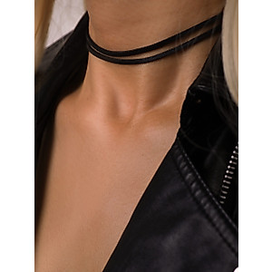 Sacina Goth Hippie Black Faux Leather Choker, Dainty Choker Necklace, Halloween Christmas New Year Jewelry Gift For Women