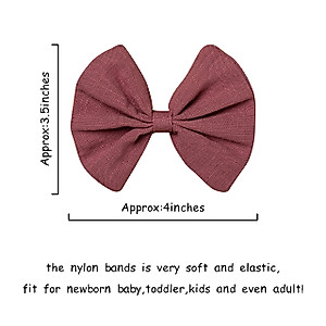 Whale&clouds Baby Headbands and Bows for Girls,10 Pcs Linen Hair Bows with Stretchy Nylon Hair bands,Handmade Hair Accessories with 4 inch Big Bows for Newborn Toddler Children Gifts