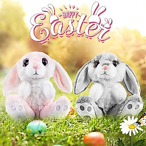 My OLi Bunny Rabbit Stuffed Animal Plush Bunny 7" Easter Stuffed Bunny with Floppy Ear 2 Pack Plush Rabbit Bedtime Friend Plush Toy Gifts for Girls Boys Kids, Gray & Pink