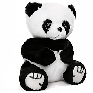 LotFancy Panda Stuffed Animal, 8'' Black Panda Plush Toy, Stuffed Panda Bear, Cute Plushies for Kids, Gift for Toddlers Birthday, Easter, Party Favors