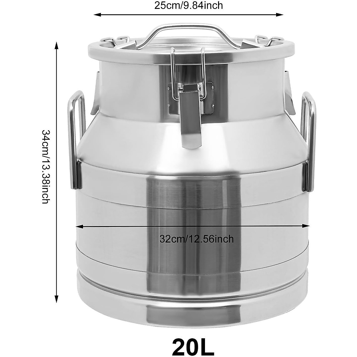 Stainless Steel Milk Can With Spigot, 5.28 Gallon Tabletop Milk Jug With Sealed Lid, Round Beverage Drink Dispenser For Grain Canisters Container