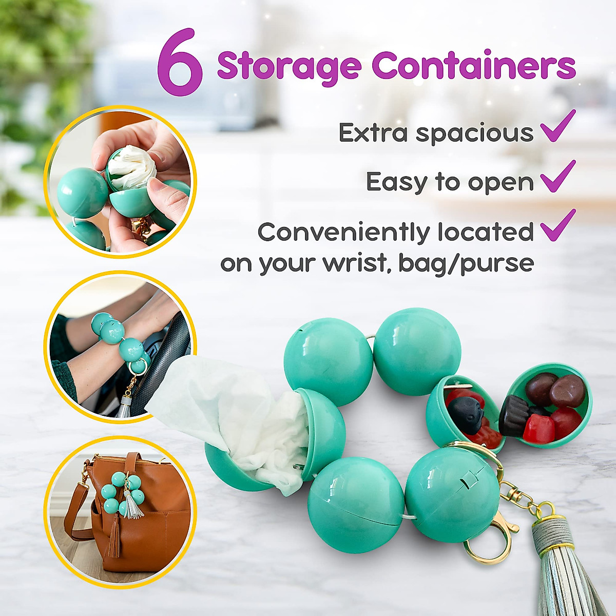 TOTES BABIES Boogie Bracelet – Easily Accessible Always at Hand Storage Bracelet for Moms on the Go (Pink)