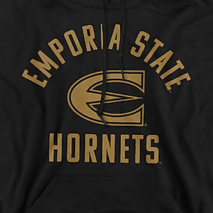 Emporia State University Official One Color Logo Unisex Adult Pull-Over Hoodie, Black, X-Large
