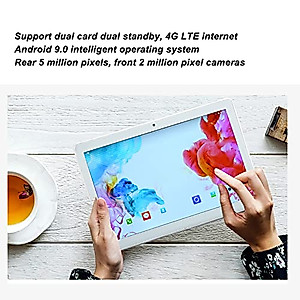Pomya Tablet, 10.1 Inch IPS LCD Full Screen Tablet with Dual Cameras, 4G LTE Dual SIM Card Tablet for Android 9.0, 4GB RAM 64GB ROM Octa Core Tablet for Daily Use