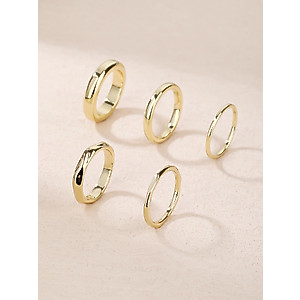 PNYFIL Gold Rings For Women Non Tarnish Plated Gold Ring Set Stackable Stacking Gold Filled Jewelry Finger Rings Wedding Bands Dainty Thumb Chunky Ring Pack Size5 6 7 8 9