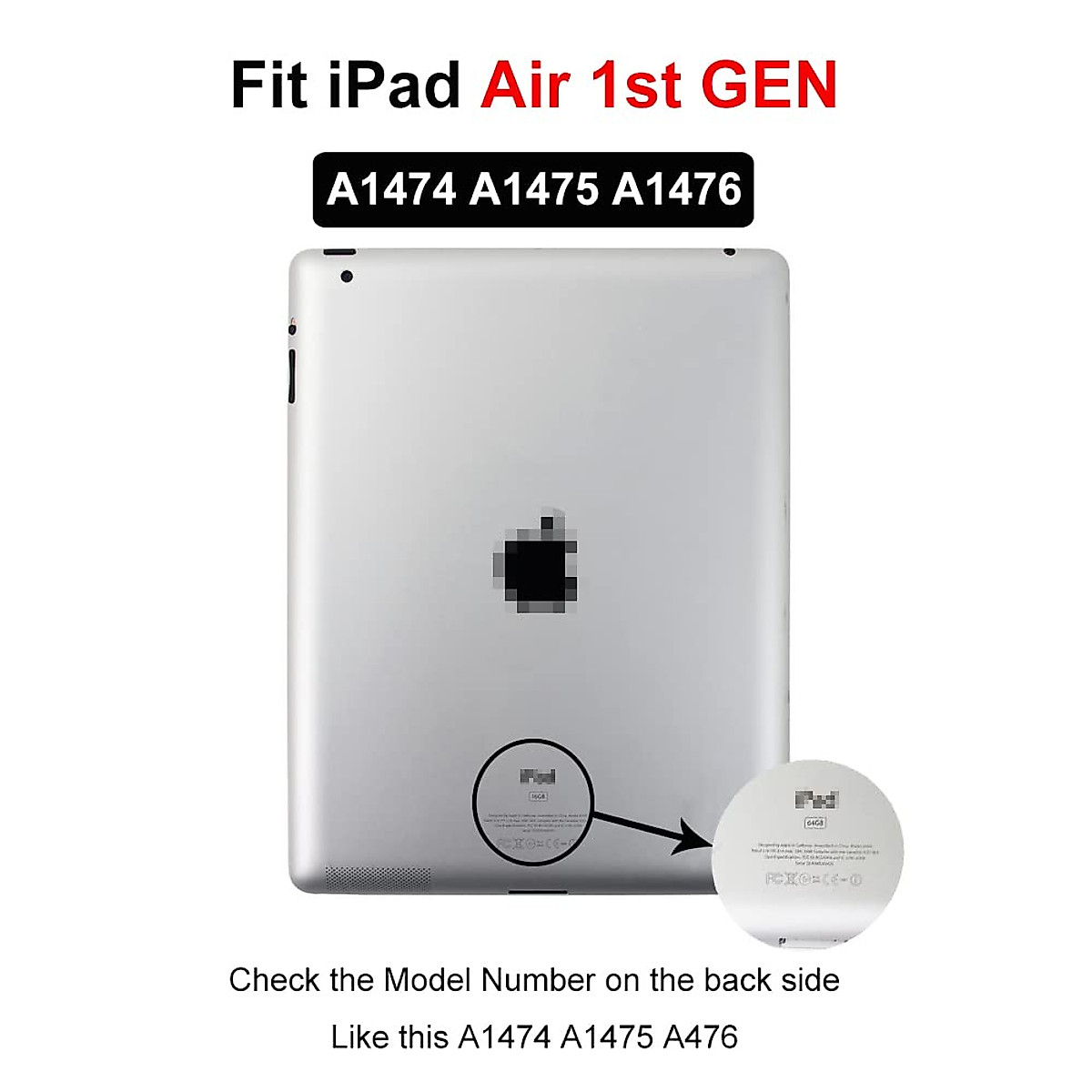JPUNG for iPad Air 1st Generation Screen Replacement Touch Glass Digitizer, Only for A1474 A1475 A1476 Air 1st Gen, with Home Button, Full Repair Kit(Video Guide)