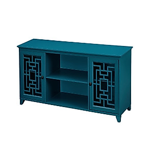 Mixcept 60” Sideboard Buffet Table Storage Cabinet Console Table with 2 Doors and Adjustable Shelves, Cupboard Kitchen Sideboard for Kitchen Dining Room, Teal