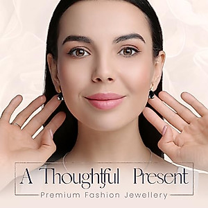 Crystalline Azuria Teardrops Wedding Dangle Earrings with Black Zirconia Crystals 18K Gold Plated for Women