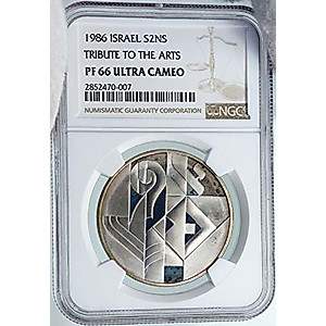 1986 IL 1986 ISRAEL Art Israeli Menorah Lamp VINTAGE AR 2 2 Sheqalim PF 66 ULTRA CAMEO NGC