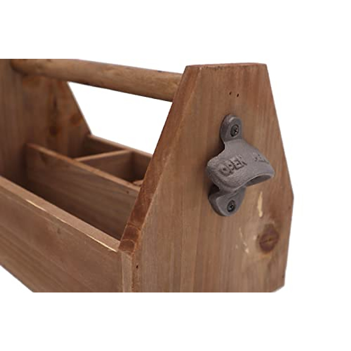 H&F BBQ/Beer Paulownia Wood Wooden Caddy with Bottle Opener, And Handle