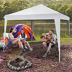 ASTEROUTDOOR 10'x10' Pop Up Canopy with Sidewalls, Adjustable Leg Heights, Windows, Wheeled Carry Bag, Stakes and Ropes, White