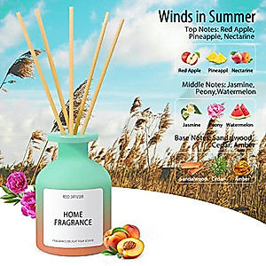 Reed Diffuser, Reed Diffuser Set, Oil Diffuser with 6 Reed Sticks for Room, for Mom, Home Fragrance Products Winds in Summer 3.4oz/100ml Valentines Day Gifts