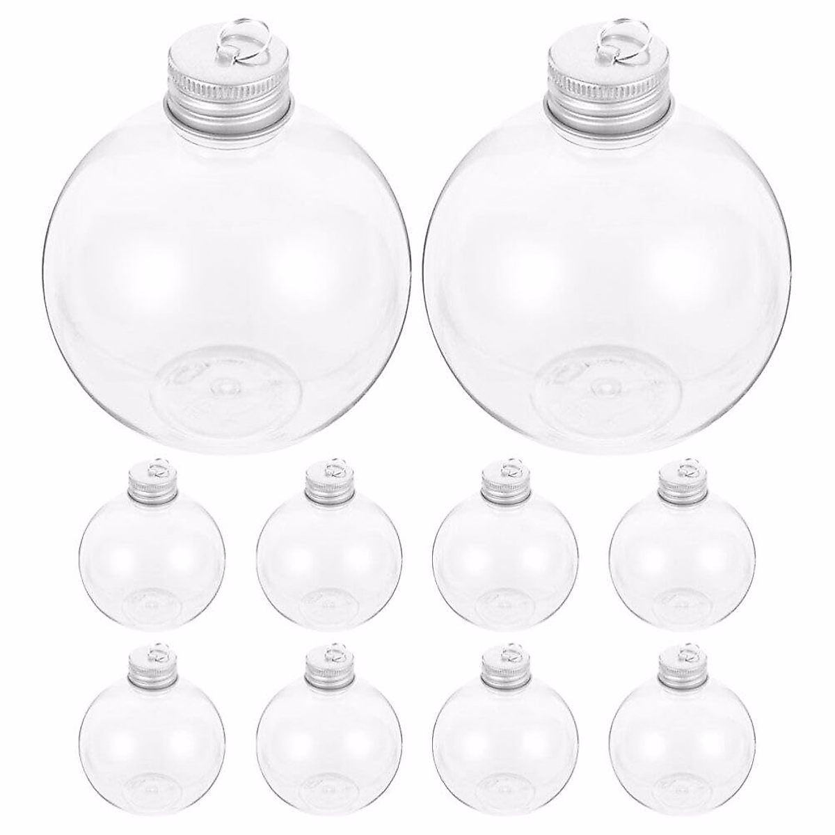Unomor Fillable Drink Tree Ornaments 10pcs Fillable s Clear Plastic Light Bulb Shaped Bottle Empty Xmas Baubles for Christmas Party Favor Supplies Silver Christmas Ornaments Ball