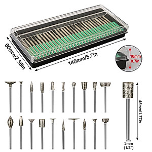 Stone Carving Set Diamond Burr Bits Compatible with Dremel, 50PCS Polishing Kits Rotary Tools Accessories with 1/8’ Shank For Carving, Engraving, Grinding, Stone, Rocks, Jewelry, Glass, Ceramics