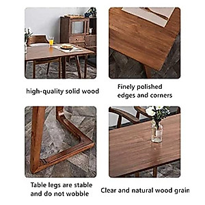 NIUYAO Rectangle Solid Wood Dining Table, Classic Pine Tabletop with Double Pedestal Base Simple Modern Long Meeting Table -Brown 55" L x 27.5" W x 29.5" H