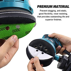 POLIWELL 5 Inch Sanding Discs 8-Hole Hook and Loop Sandpaper Wet Dry Sanding Sheets 80 to 2000 Assortment Grits 50 Pack with 5” Interface Pad for Random Orbital Sander Automotive Wood Metal Plastic