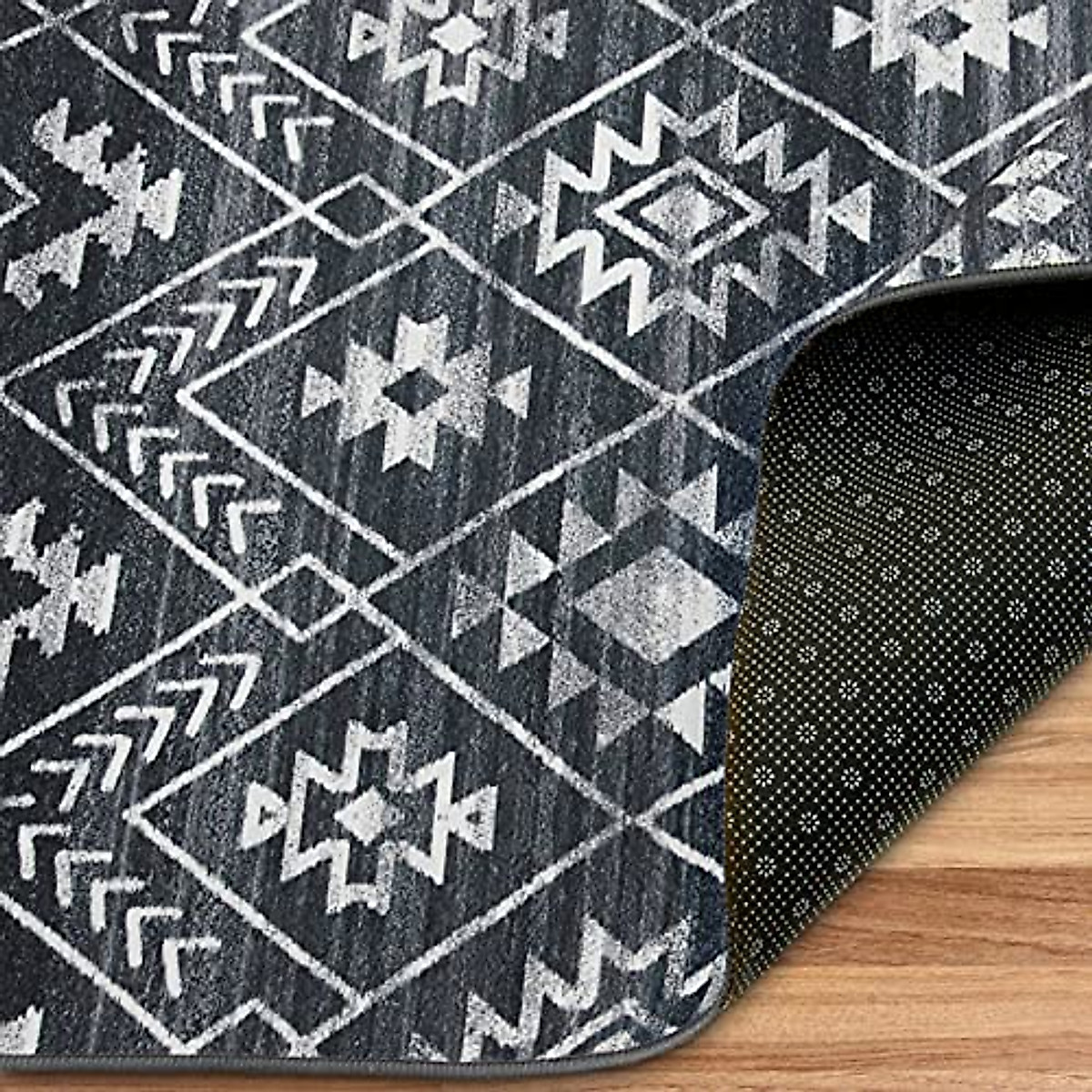 ReaLife Machine Washable Rug - Stain Resistant, Non-Shed - Eco-Friendly, Non-Slip, Family & Pet Friendly - Made from Premium Recycled Fibers - Moroccan - Dark Blue Gray, 3' x 5'