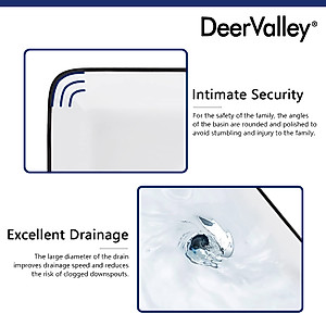 DeerValley DV-1V0002 Bathroom Sink 19" x 15" Bathroom Vessel Sink Rectangular Above Counter Vessel Sink, White Body Black Trim