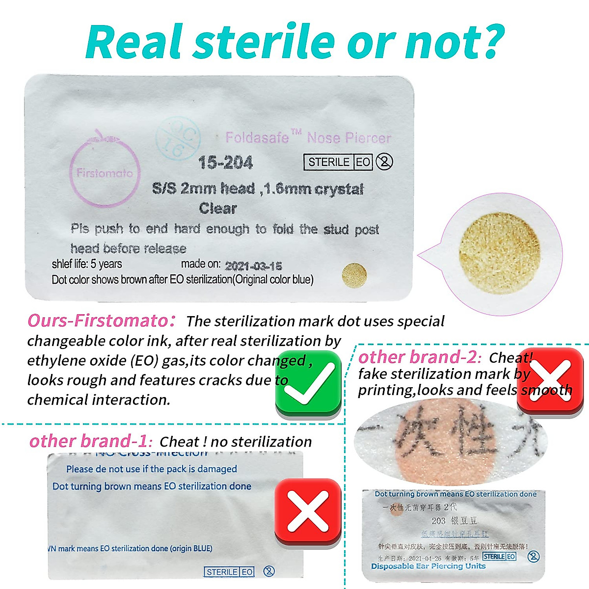 Firstomato 2 PCS Disposable Nose Piercing Gun Self Nose Piercing Kit Piercing Nose Rings Piercer Hypoallergenic Nose Stud