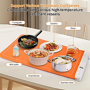 ITEFDTUTNE Electric Warming Tray, Food Warming Mat, Portable Food Warmer, Full Surface Graphene Food Warmer, Premium Silicone Material Warming Pad, 6 Levels Settings, Warming Pad For Buffet Party