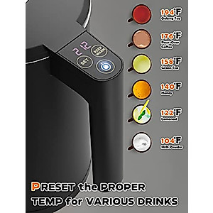 JOYHILL Electric Kettle Temperature Control,6 Variable Temperature Tea Kettle, Stainless Steel Interior 12 Hours Keep Warm,1500W Hot Water Boiler with STRIX Thermostat and Boil-Dry Protection,Black