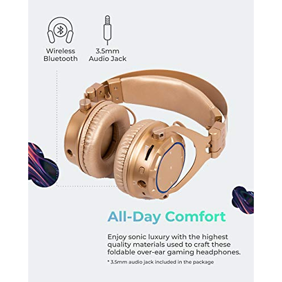 CEEK VR 360 Advanced Wireless Bluetooth Headphones, Gold