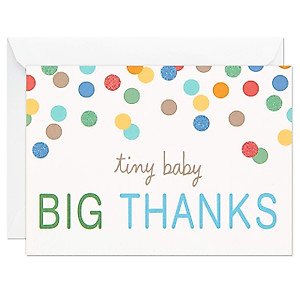 Hallmark Baby Shower Thank You Cards Assortment, Zoo Animals (50 Cards with Envelopes for Baby Boy or Baby Girl) Elephant, Giraffe, Monkey