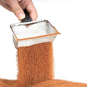 Hedgine Reptile Sand Substrate Metal Sand Shovel Stainless Steel Fine Mesh Terrarium Substrate Litter Corner Cleaner Reptile Habitat Sifting Scoopers