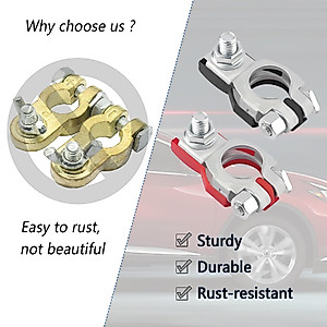 2PCS Car Battery Terminals Compatible with Nissan Altima Maxima,Copper Battery Terminal Connectors for Battery Cable Ends,Negative & Positive Battery Terminal OEM#243407F001 243407F000