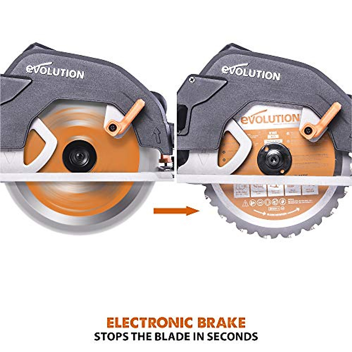 Evolution Power Tools R185CCS 7-1/4" TCT Multi-Material Cutting Circular Saw, 7-1/4", Orange