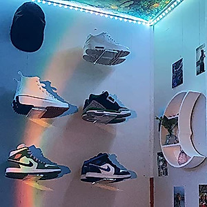 STAHMFOVER 6-Pack Large Floating Shoe Shelves to Display Collectible Shoes and Sneakers, Clear Shoe Storage Shelf Wall Mounted
