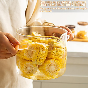 Simmer Pot with Lid, 2.3L(78oz) Heat Resistant Borosilicate, Glass Ribbed Pot, Glass Cooking Pot with Lid, Clear Simmer Pot, for Pasta Noodle, Soup, Milk, Baby Food