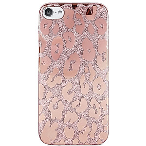 iPod Touch 7th Generation Case, J.west iPod Touch 6 iPod 5 Case, Luxury Saprkle Bling Glitter Metallic Leopard Print Design Soft Slim Protective Cases for Women Girls Silicone Cover Rose Gold