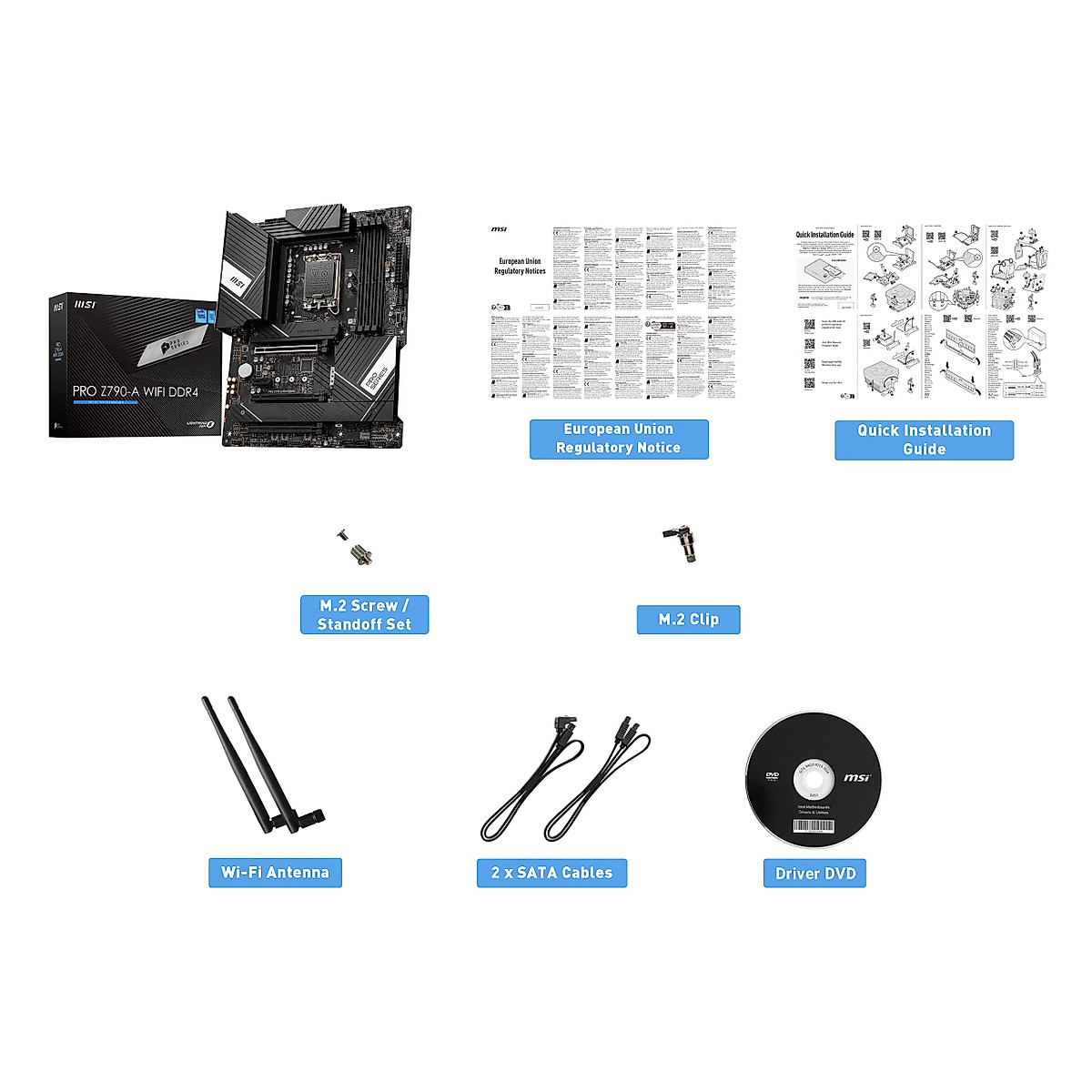 MSI PRO Z790-A WiFi DDR4 ProSeries Motherboard (Supports 12th/13th/14th Gen Intel Processors, LGA 1700, DDR4, PCIe 5.0, M.2, SATA 6G, 2.5Gbps LAN, USB 3.2 Gen2, Wi-Fi 6E, Bluetooth 5.3, ATX)