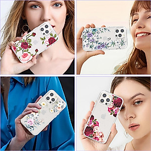 ACKETBOX for iPhone 13 Pro Max Case,with Screen Protector & Camera Lens Protector+Ring Bracket,Floral Phone Cover Designed for iPhone 13 Pro Max(Big Red Flower 01)