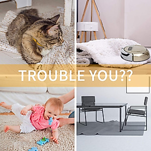 Rug Tape , 10 Pcs Double Sided Non Slip Reusable Rug Stopper, Washable Rug Tape for Hardwood Floors, Tile Floors, Carpets, Floor Mats, Wall (Black)