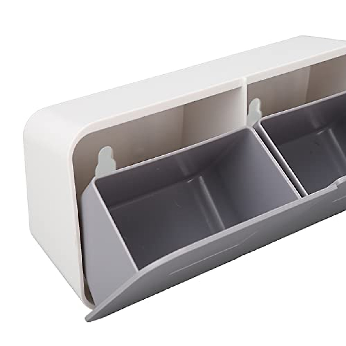 Wall Mounted Qtip Holder, 2 Grids Clamshell Dust Proof Cotton Swab Holder for Home Kitchen Bathroom Office