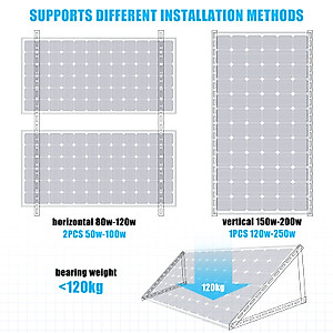 2 Sets 41In Adjustable Solar Panel Bracket, Solar Panel Bracket with Foldable Tilt Legs, Solar Mount, 1040MM Length Support up to 200 400 600 Watt Solar Panel for Homes, Boat, RV, Off-Grid System