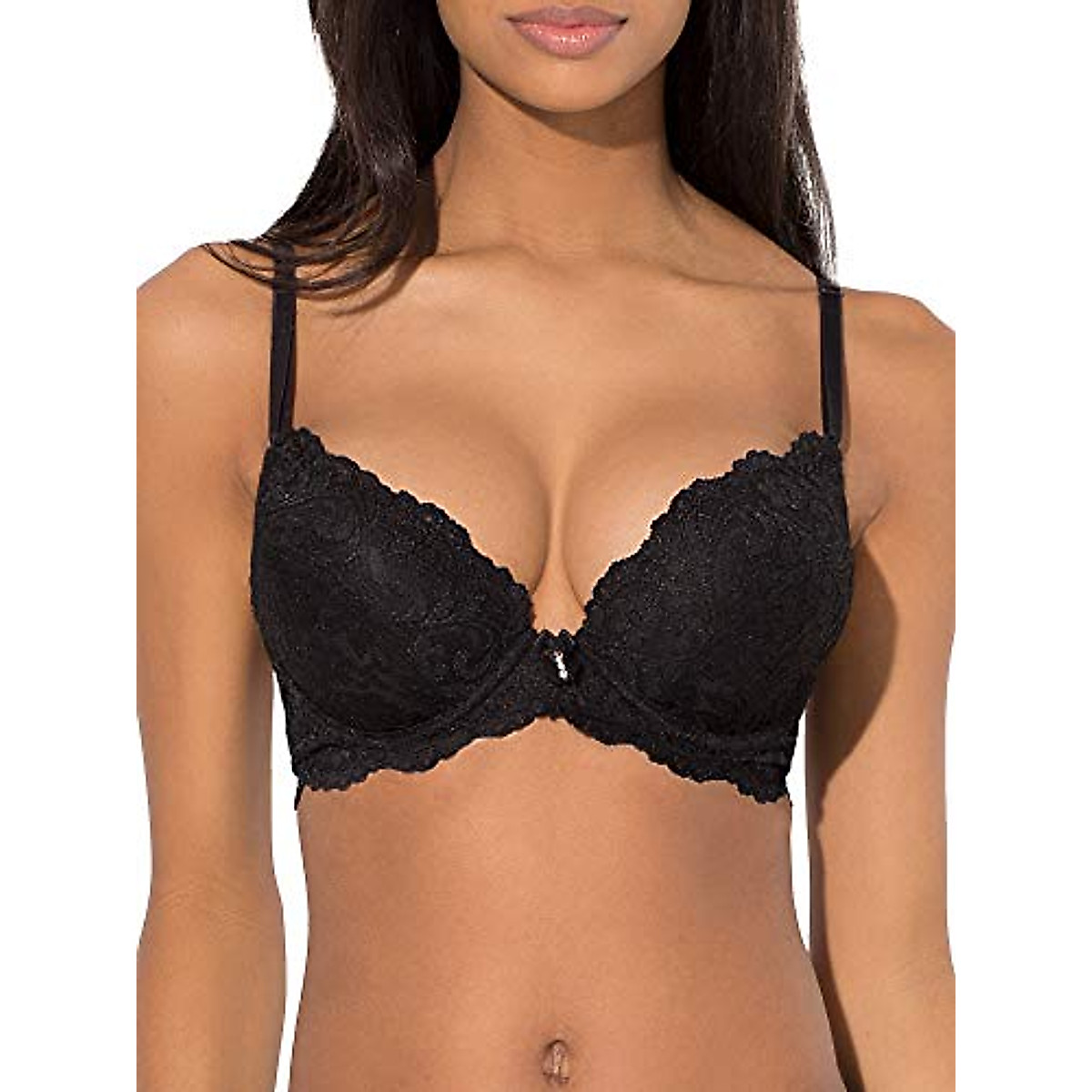 Smart & Sexy Women's Maximum Cleavage Underwire Push Up Bra, Available in Single and 2 Packs, Black Hue, 40C