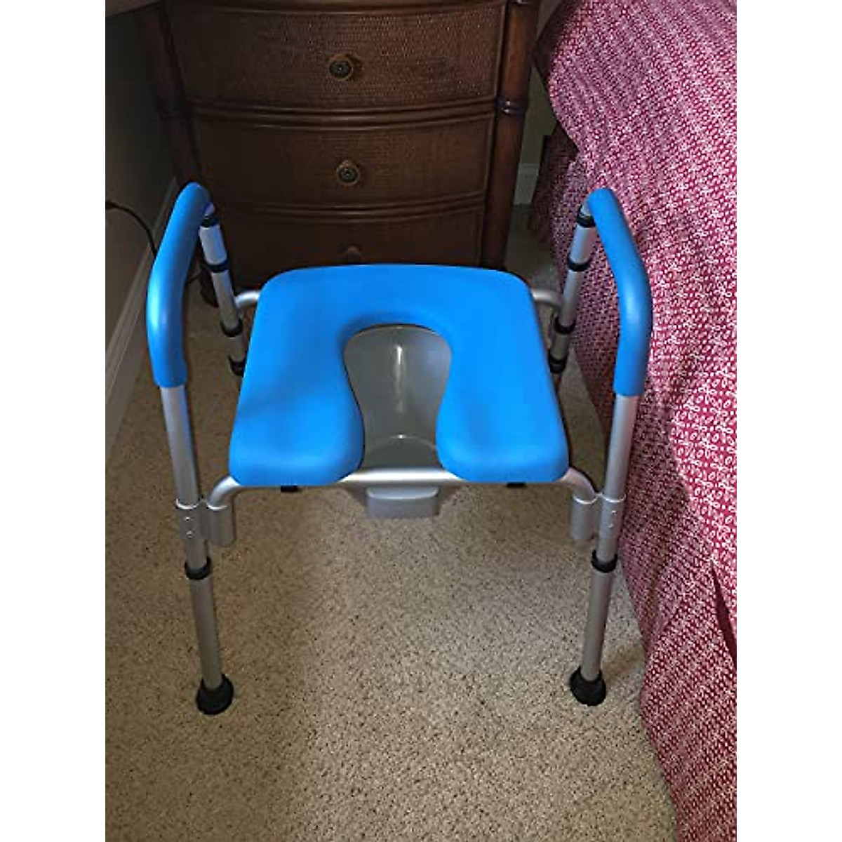 Ultimate Raised Toilet Seat with Handles, Padded, Armrests, Adjustable Height, Premium Elevated Toilet Seat for Elderly Bathroom Safety with Arms, Standard and Elongated Toilets, Blue