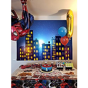 Super Hero City Photography Backdrop Beautiful Moon Supermen Theme Background Boy Birthday Party Banner Photo Studio Props Vinyl 7X5FT