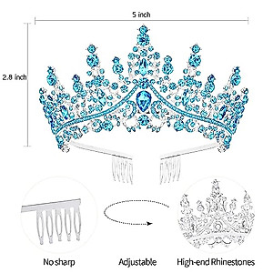 Velscrun Blue Crystal Birthday Queen Tiara Crown for Women Girls Birthday Queen Headband Sash Elegant Princess Crown with Combs Hair Accessories Happy Birthday Party Decorations Mom Birthday Gift