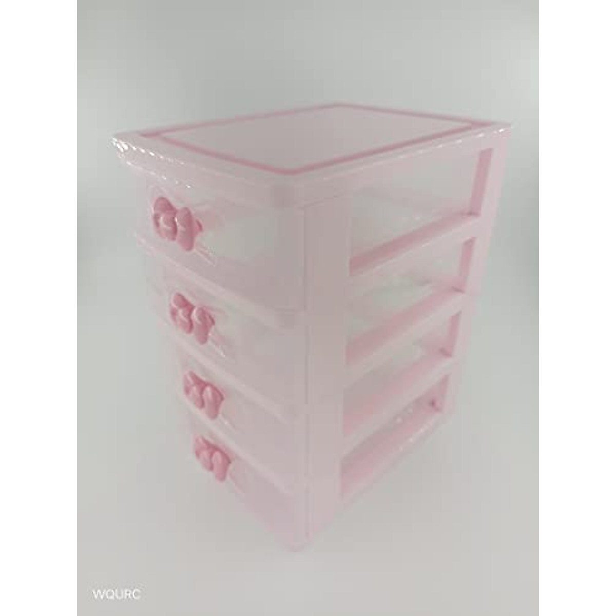 WQURC Lovely Pink Receiving Storage Cabinets Box With Multi-layers And Pink Bowknot Handle (Four layers (7.06 x 5.22 x 8.05 inches))