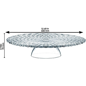Nachtmann Bossa Nova Collection Crystal glass Chip & Dip/Cake Plate with Dome, use as a Cake Stand, or Serving Platter with Attached Bowl, clear glass Round, 12.5-Inch, Dishwasher Safe