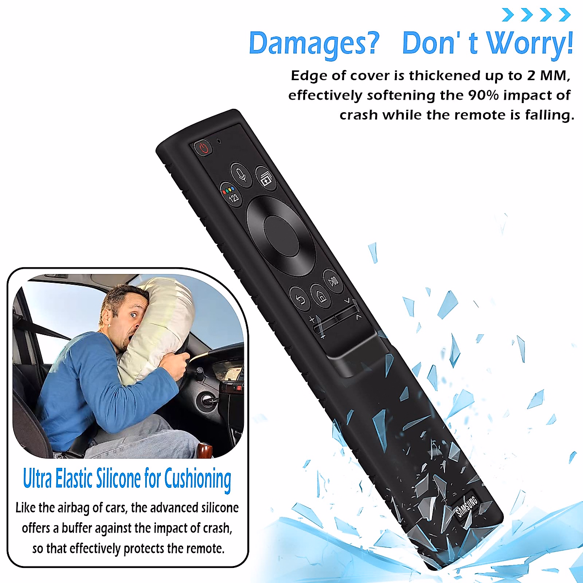 Moikuu Remote Cover for Samsung Smart TV Solar Remote, Slicone Case for BN59-01357 BN59-01311 BN59-01363, Protective Remote Sleeve Classic Black with Opening for Solar Charge USB Cable and Earphone